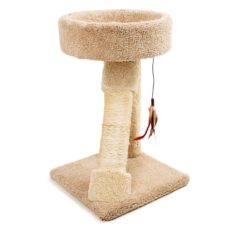 Angled Cat Post with Basket and Toy — Mackey's